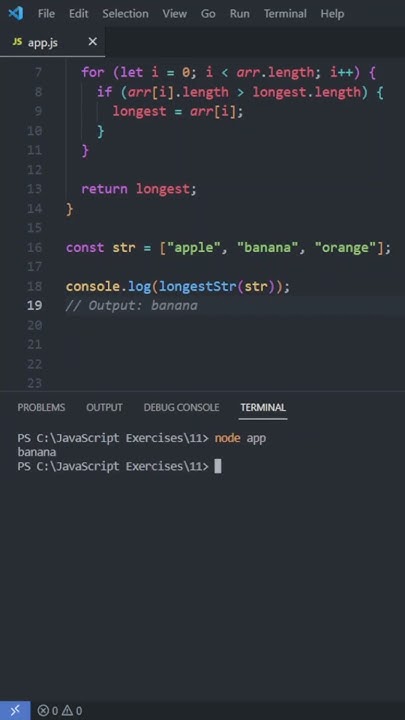 Write A Function That Returns The Longest String In The Given Array Of Strings Js Exercise 11