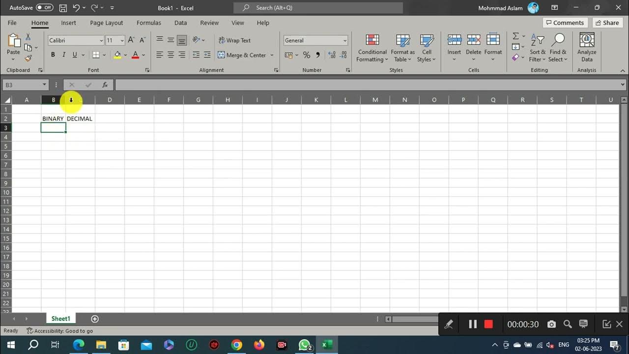 HOW TO CHANGE BINARY TO DECIMAL #Excel #Binary - YouTube