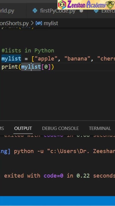 Python Shorts 24 Lists In Python Python Pythonforbeginners Zeeshanacademy Shorts Youtube