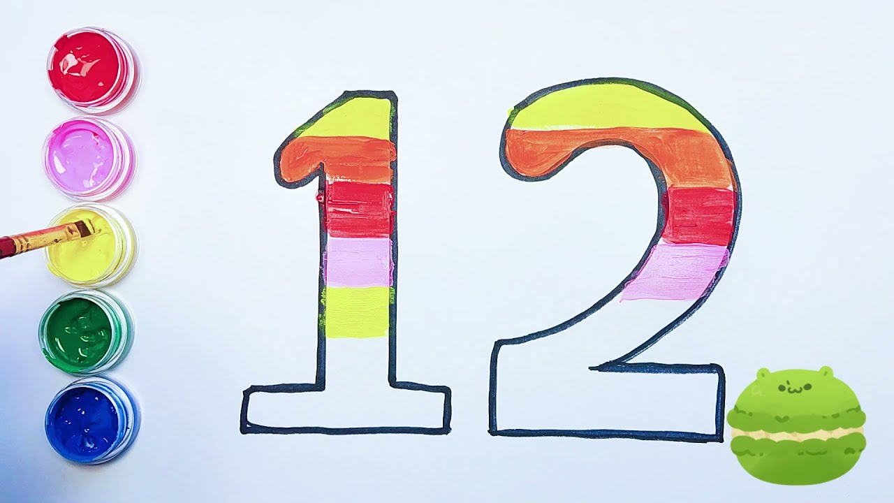 How to draw number 12 / kids coloring / babycolors - YouTube