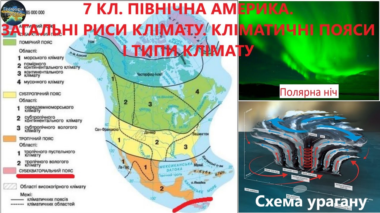 Географія 7 кл Урок 38 Північна Америка Загальні риси клімату