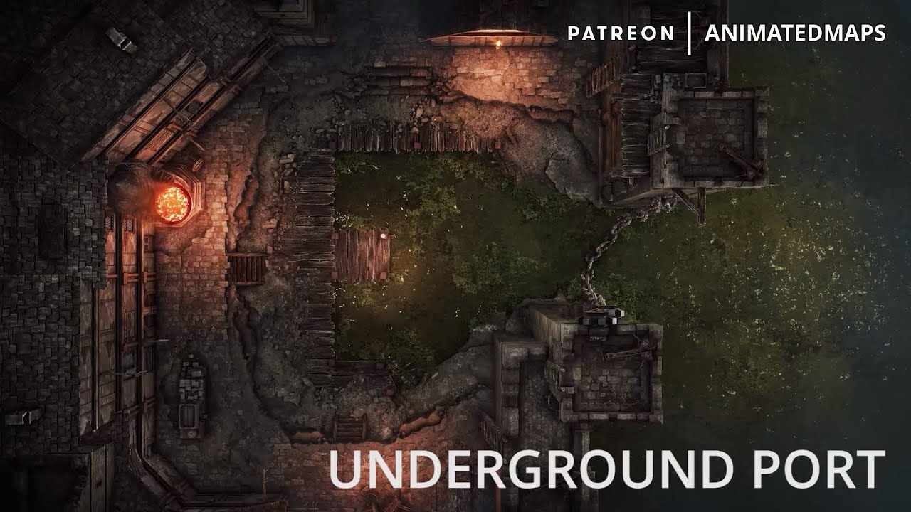 Animated Dungeon Maps - UNDERGROUND PORT battle maps preview - YouTube