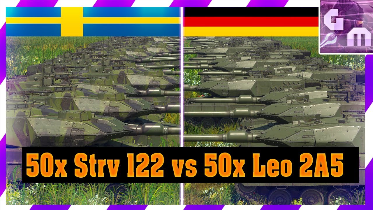War Thunder 50x Strv 122 vs 50x Leopard 2A5 - YouTube