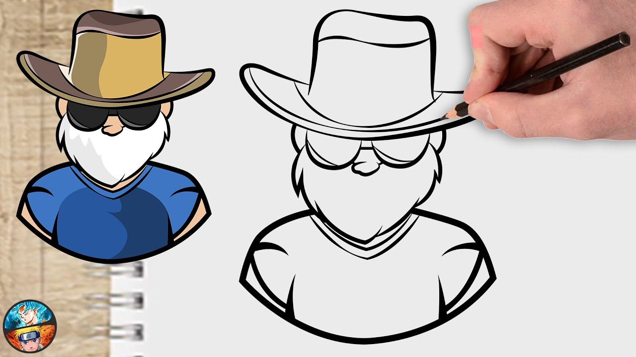 COMO DIBUJAR CARTOON DE FREE FIRE SKIN CON BARBA BLANCA Y SOMBRERO ...