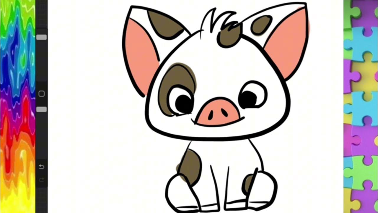 How to draw Pua, Monana's 2 loyal pet pig | Cómo dibujar a Pua, fiel ...