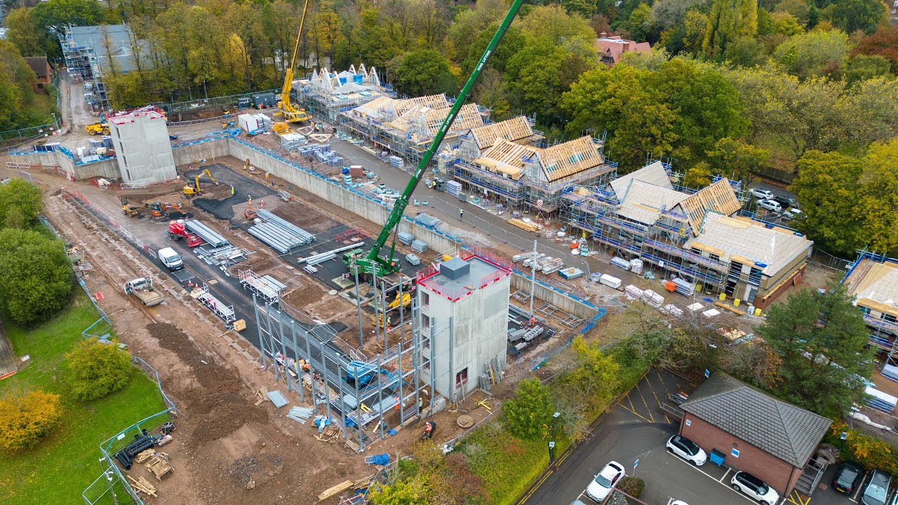 Drone video of the construction site for Equans, Pritchatts Park ...