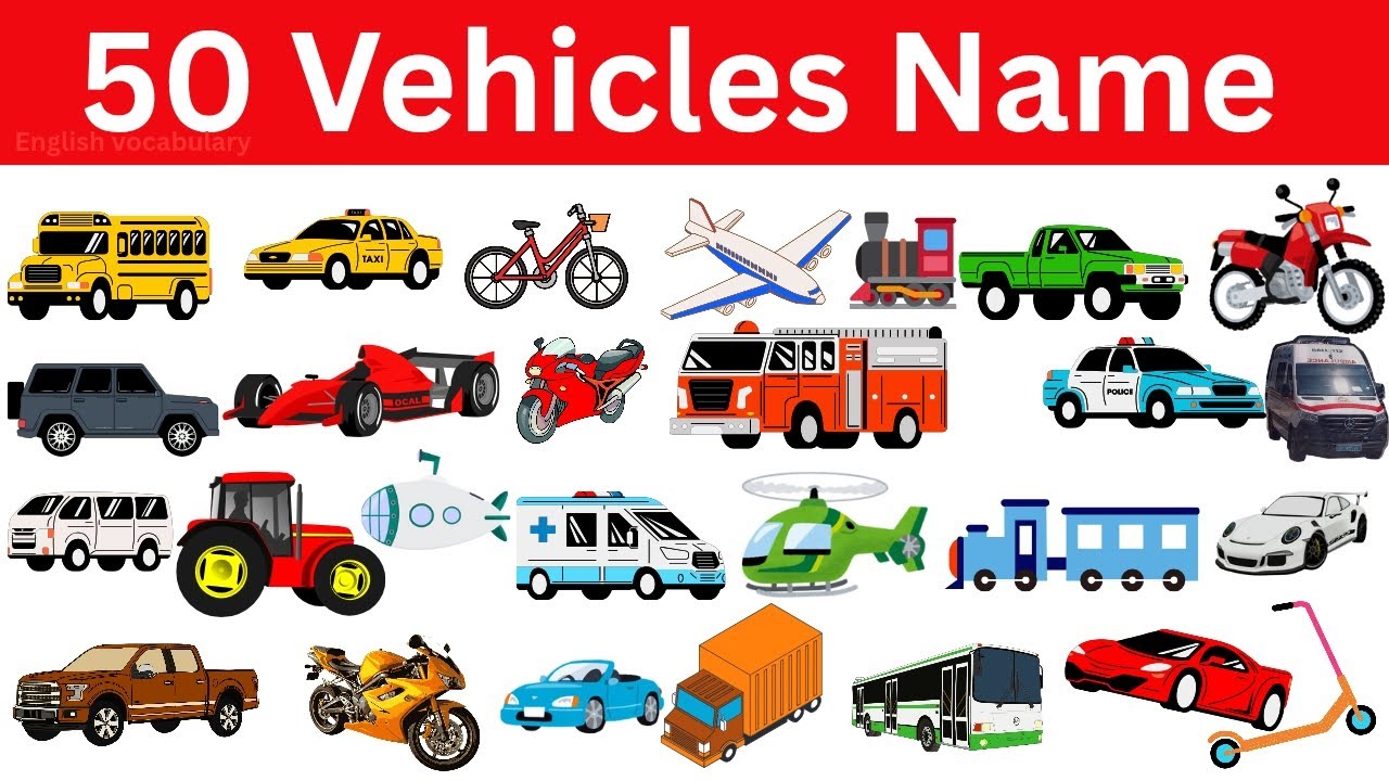 Learn different Types of Vehicle Names for Kids | Vehicles for Kids ...