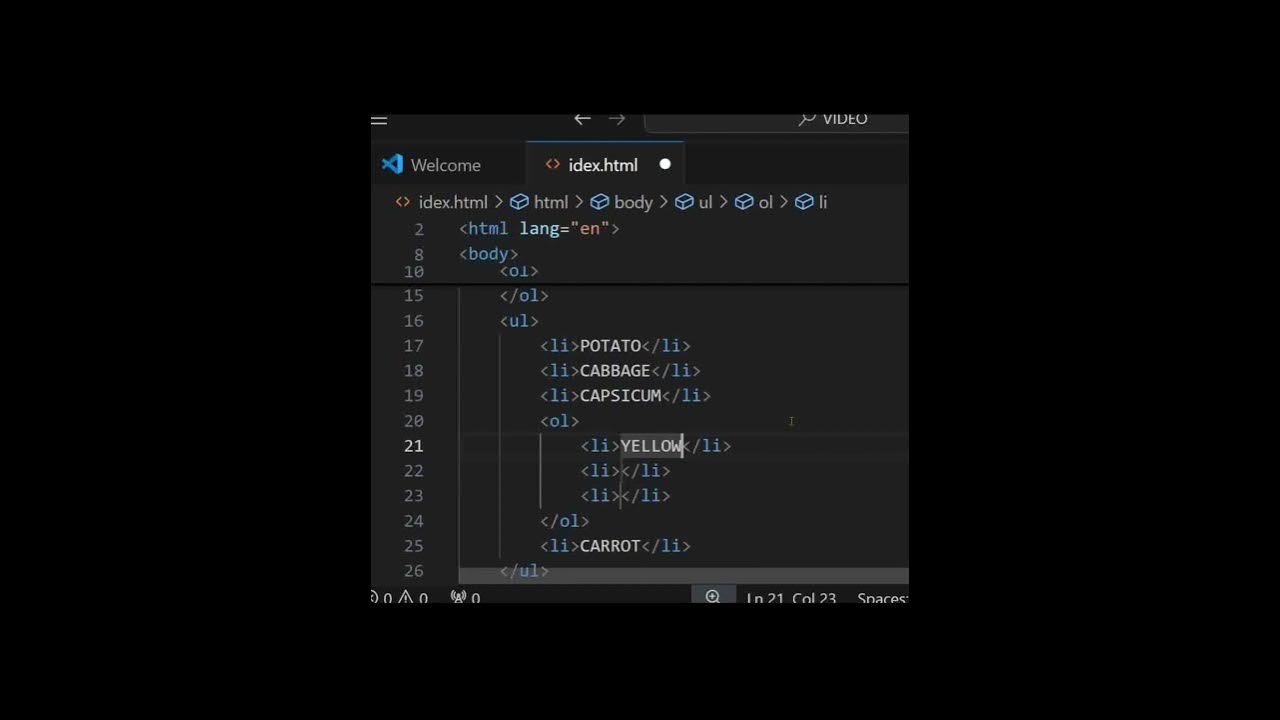 Create LIST in VS Code using HTML 2024 😱😱| HTML TUTORIAL | WEB DEVELOPMENT TUTORIAL #coding # ...