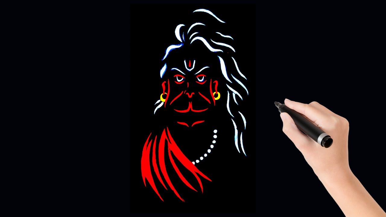how to draw lord hanuman drawing with color | hanuman drawing with oil ...