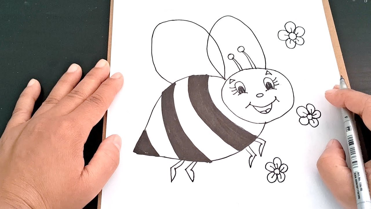 Cómo DIBUJAR una ABEJA paso a paso | Dibujo de una ABEJA Fácil - YouTube