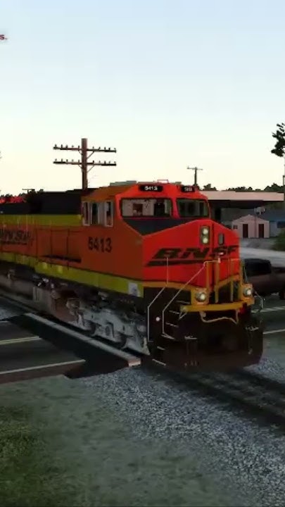 BNSF 5413 on Run8 train simulator #railcam #trainsim #railroadcrossing #railfan #bnsf - YouTube