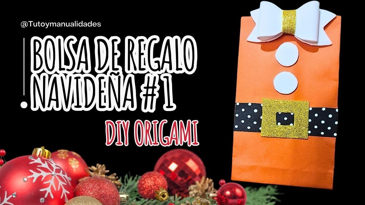 DIY Bolsa de regalo origami detalles de navidad muy fácil personalizada ...