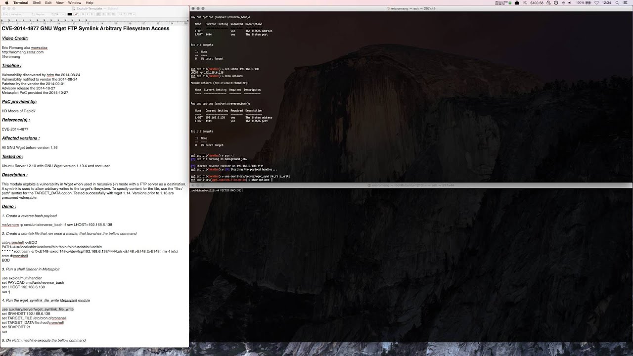 CVE-2014-4877 GNU Wget FTP Symlink Arbitrary Filesystem Access - YouTube