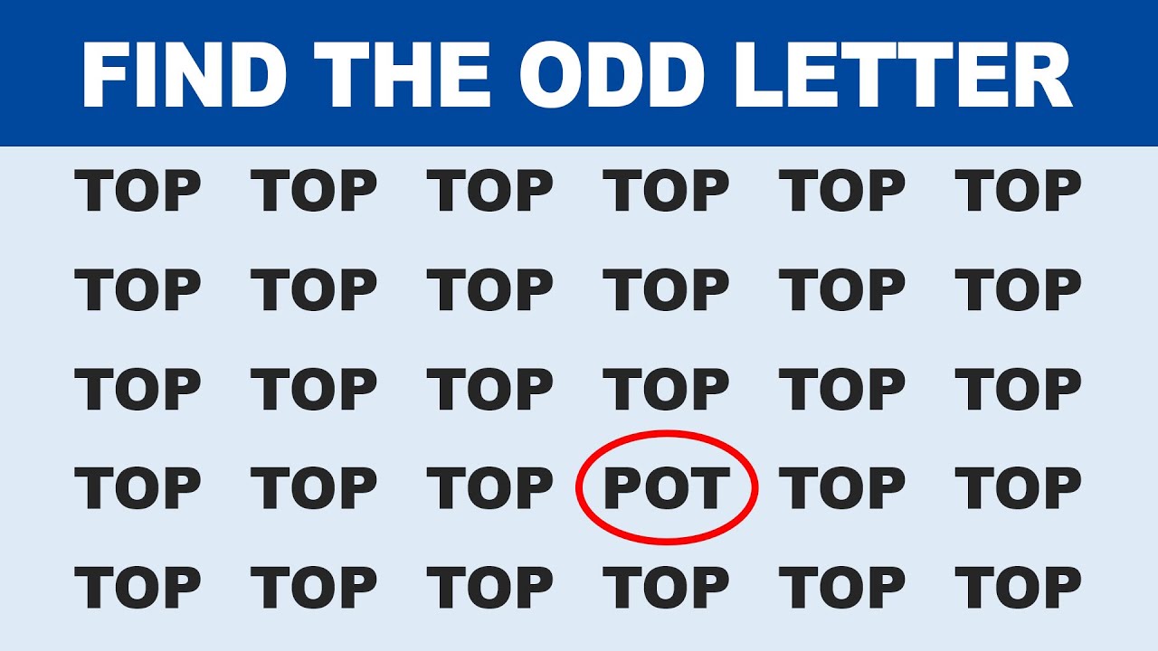 Fine the Odd Letter #1 / Brain Test / Find Difference word - YouTube