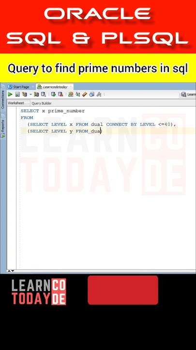 Query to find prime numbers in sql - YouTube
