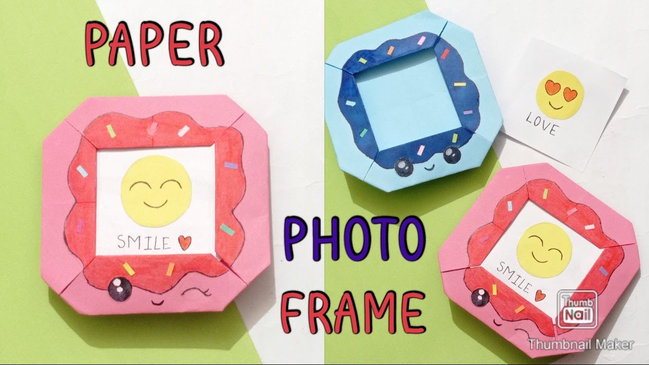 PAPER PHOTO FRAME | How to make paper doughnut photo frame | origami ...