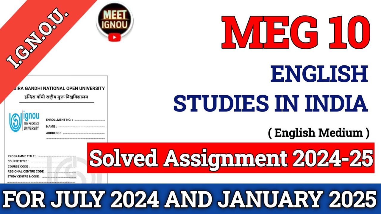 MEG 10 Solved Assignment 2024-25 | English Studies in India | #meg10 # ...