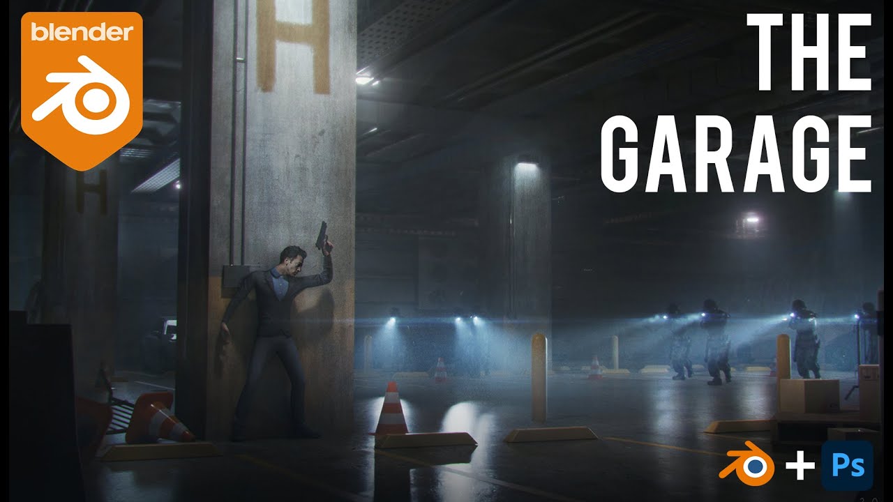 The Garage Timelapse - Concept art in Blender - YouTube
