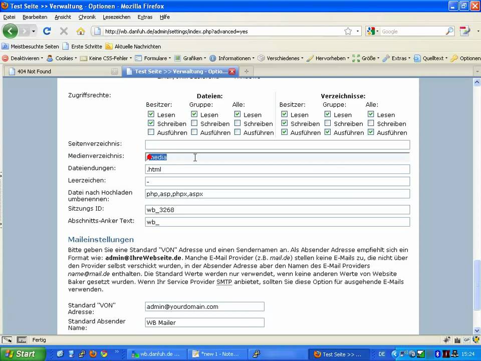 Website Baker Tutorial - 4 Konfiguration 1/2 - YouTube