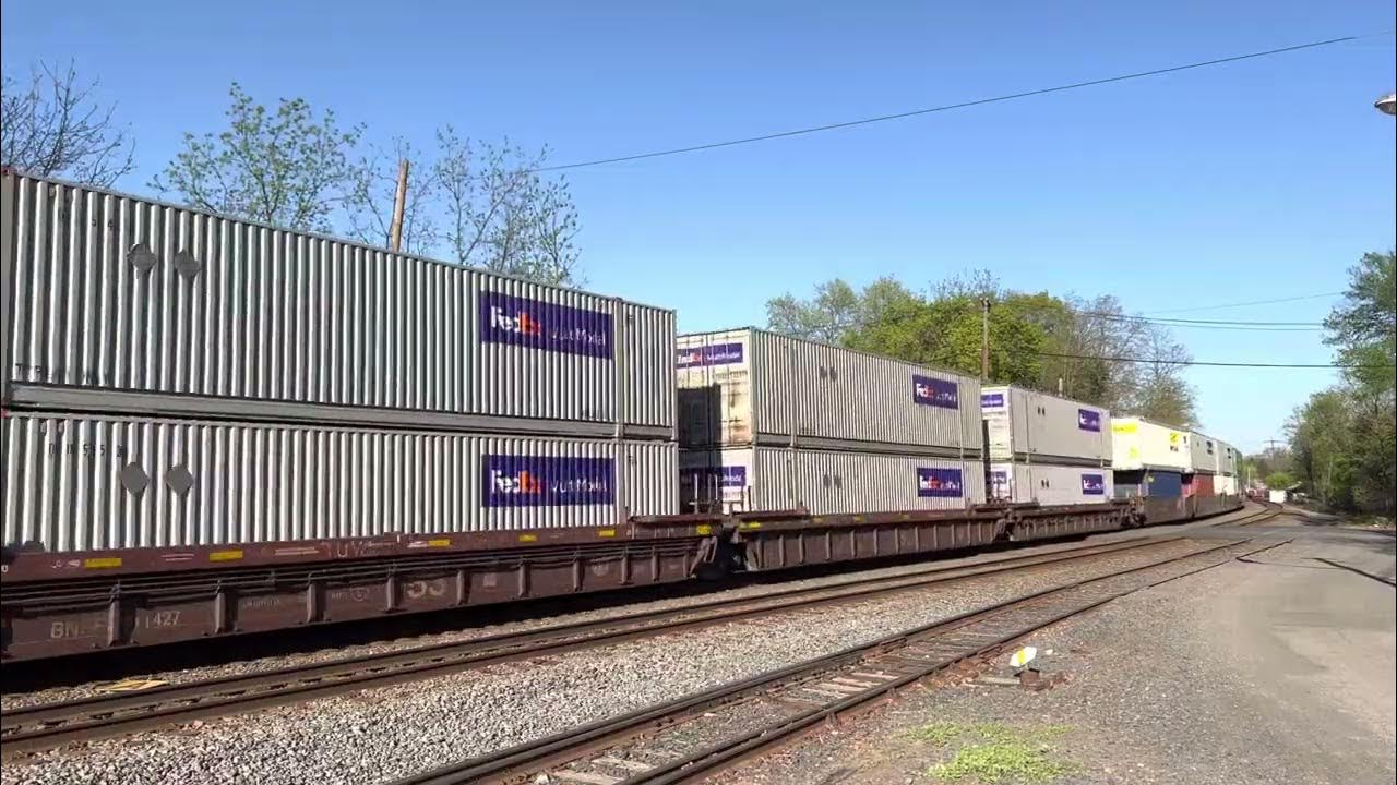 NS 4378 AC44C6M leads NS 23G with a BNSF trailing at Piscataway,NJ - YouTube