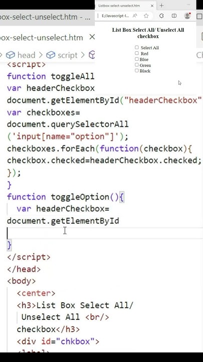 Select And Unselect All Checkbox List Youtube