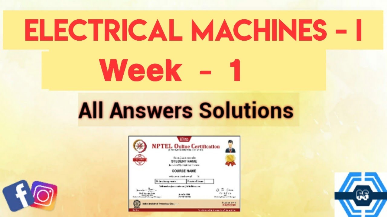 Electrical Machines I Week 1 Quiz Answers Nptel 2023 Swayam Youtube