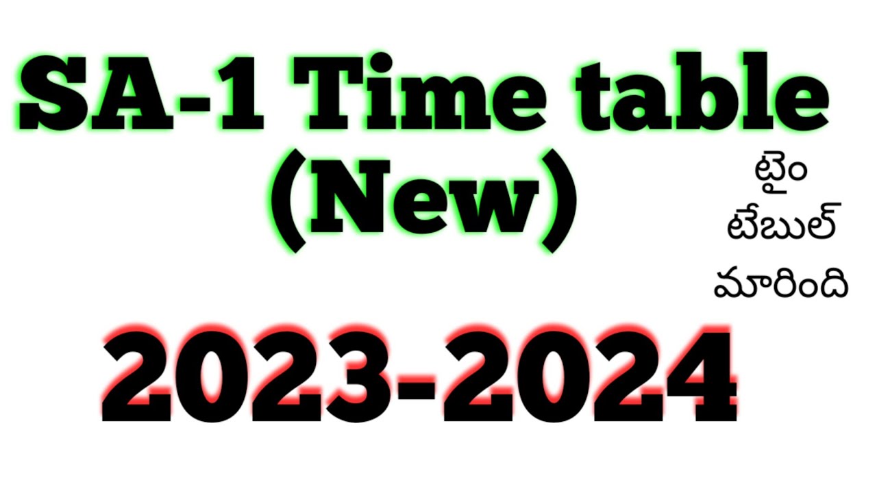 SA-1 New Time table 2023-2024 👍👈 - YouTube