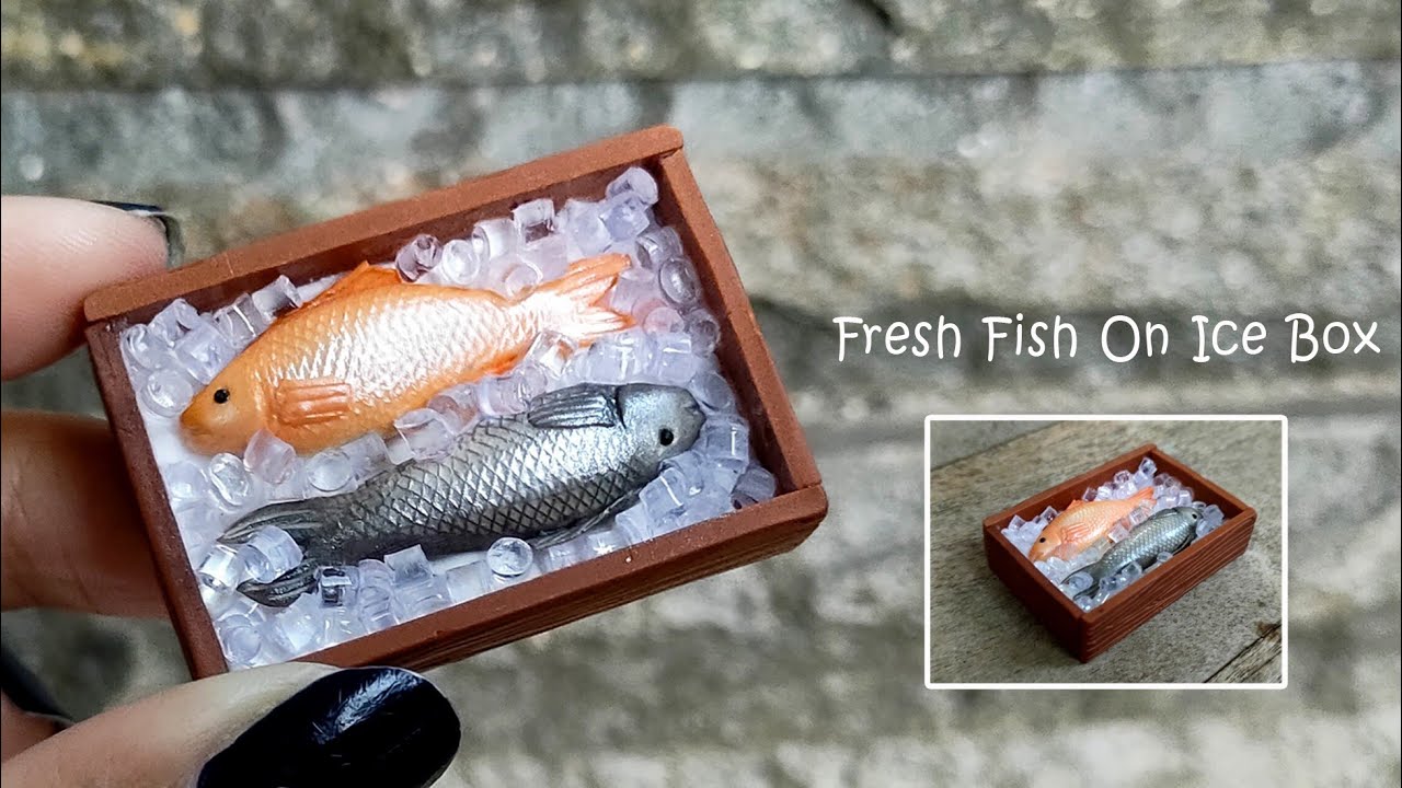Miniature Fresh Fish On Ice Box - Polymer Clay Tutorial - YouTube