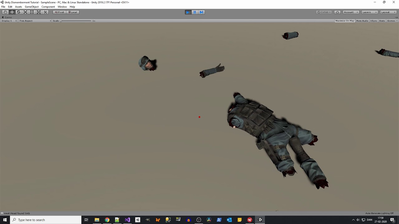 Unity Dismemberment Test (tutorial available now) - YouTube