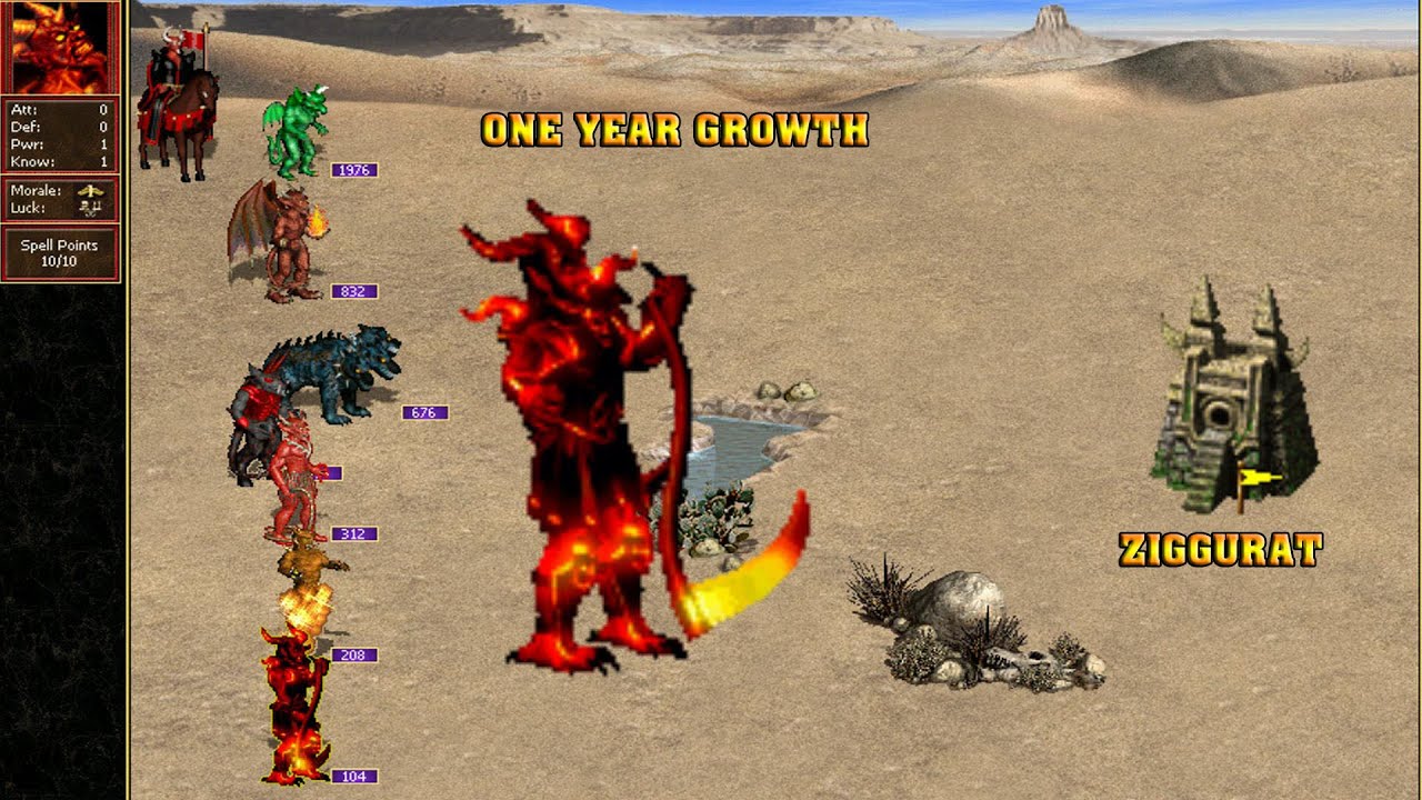 Heroes 3 COMBAT One year growth Inferno vs Ziggurat - YouTube