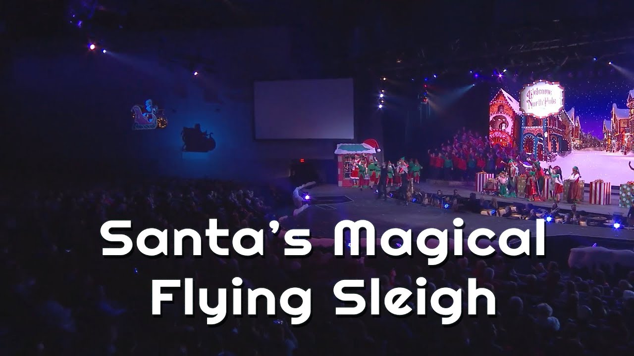 Santa and His Flying Sleigh Arrive On Stage - YouTube
