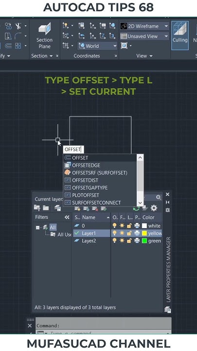 AutoCAD Tips 68 Offset With Set Current Layer #Shorts - YouTube