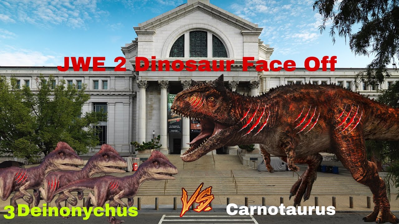JWE 2 Dinosaur Face Off 3 Deinonychus vs Carnotaurus 2023 - YouTube