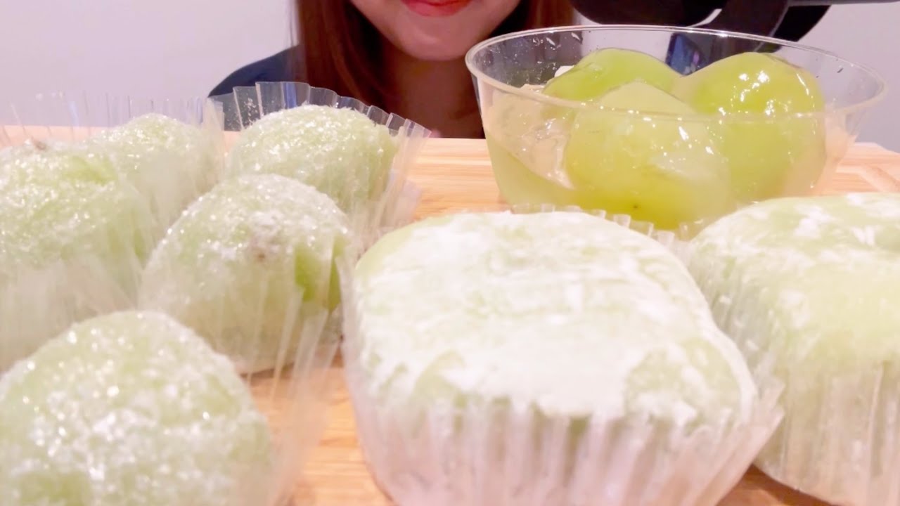 ASMR シャインマスカット餅、大福、ゼリーの咀嚼音 Shine Muscat mochi、daifuku、jelly - YouTube