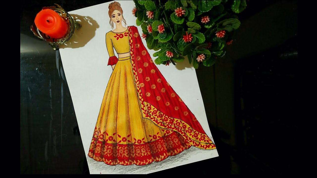 Fashion illustration #9 || Indian traditional dress design || Aditi's ...