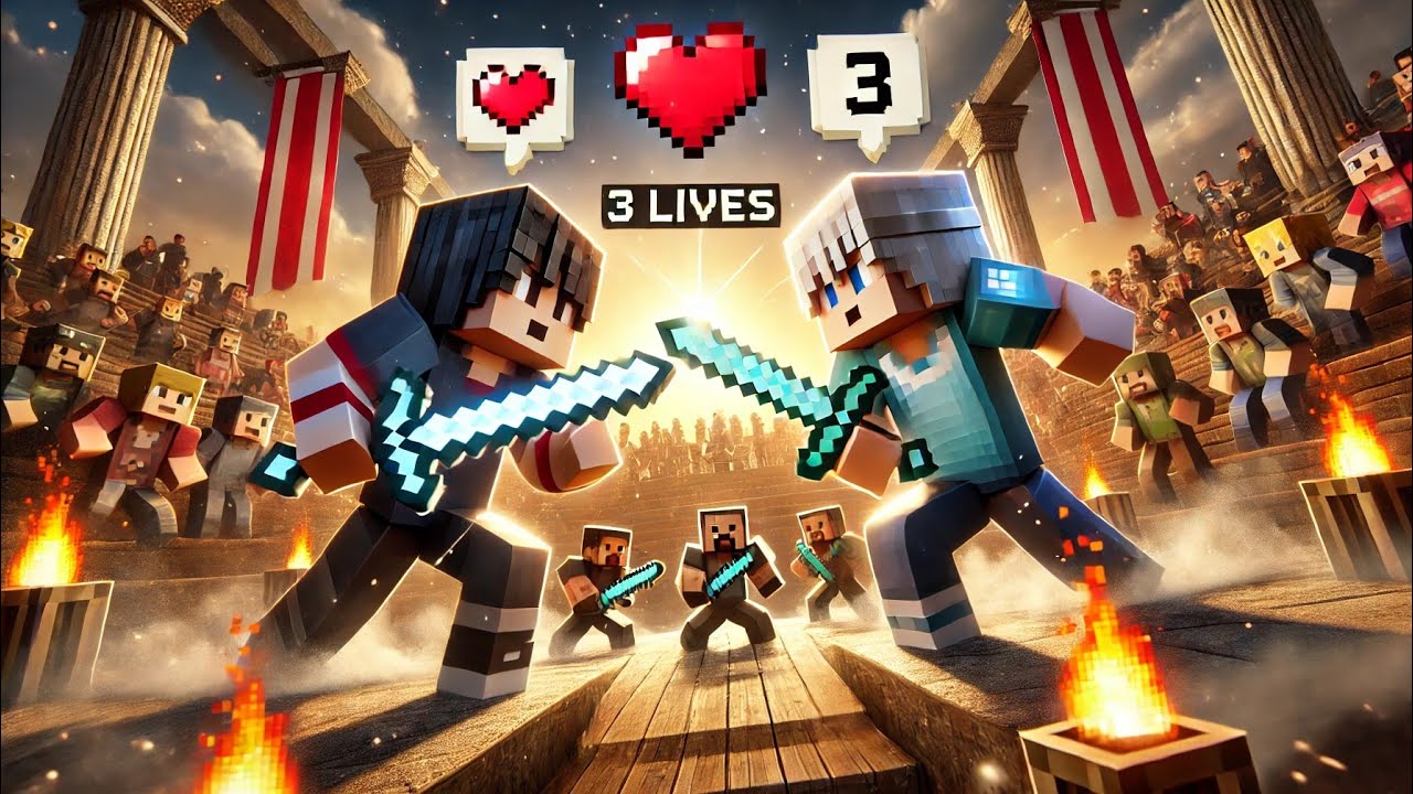 🛑 PvP battle with 3 lives in Minecraft [read top description] - YouTube