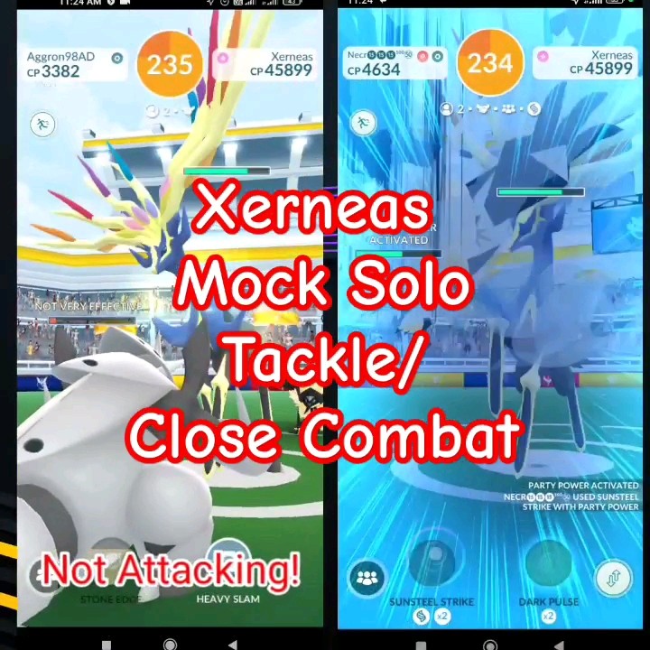 Pokemon Go Xerneas Mock Solo, Tackle/Close Combat in Cloudy #pokemon # ...