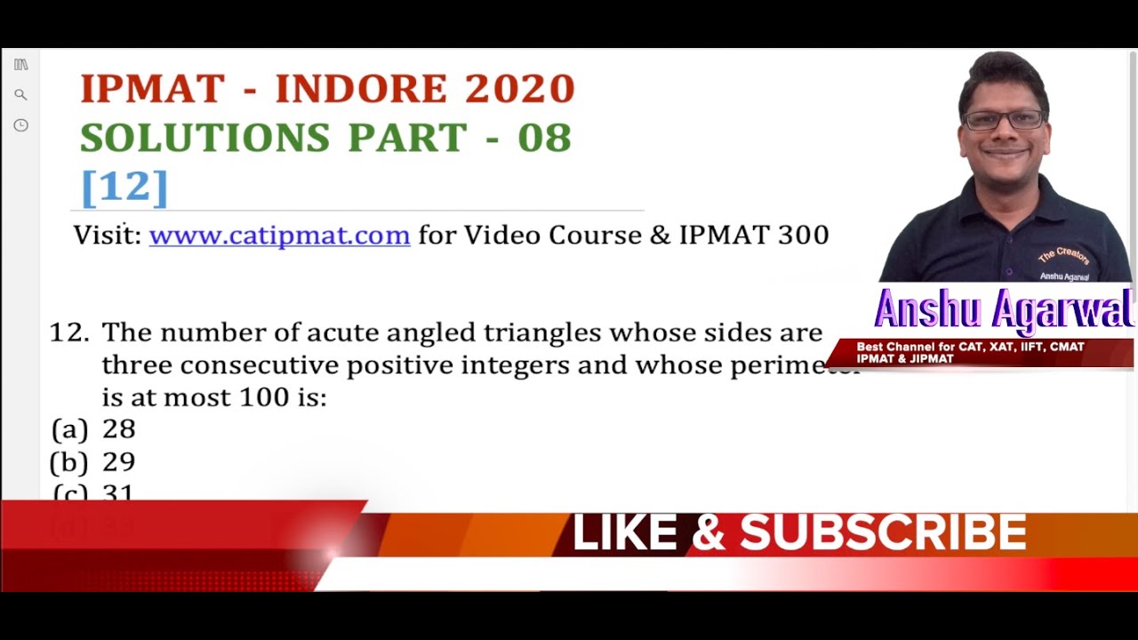 IPMAT Indore 2020 Question Paper Part 08 | IPM 2022 Preparation | IPMAT ...