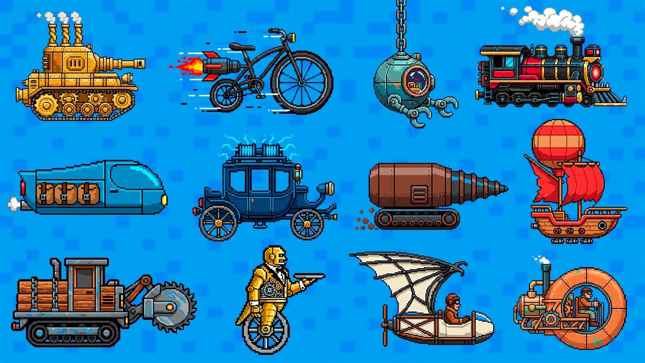 Pixel Steampunk Machines: 20 Steam & Gear Vehicles - YouTube