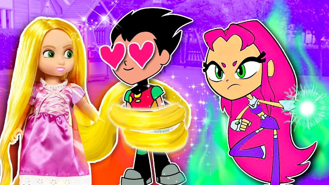 ROBIN FALLS in LOVE with RAPUNZEL ️ STARFIRE is JEALOUS! 😤 - YouTube