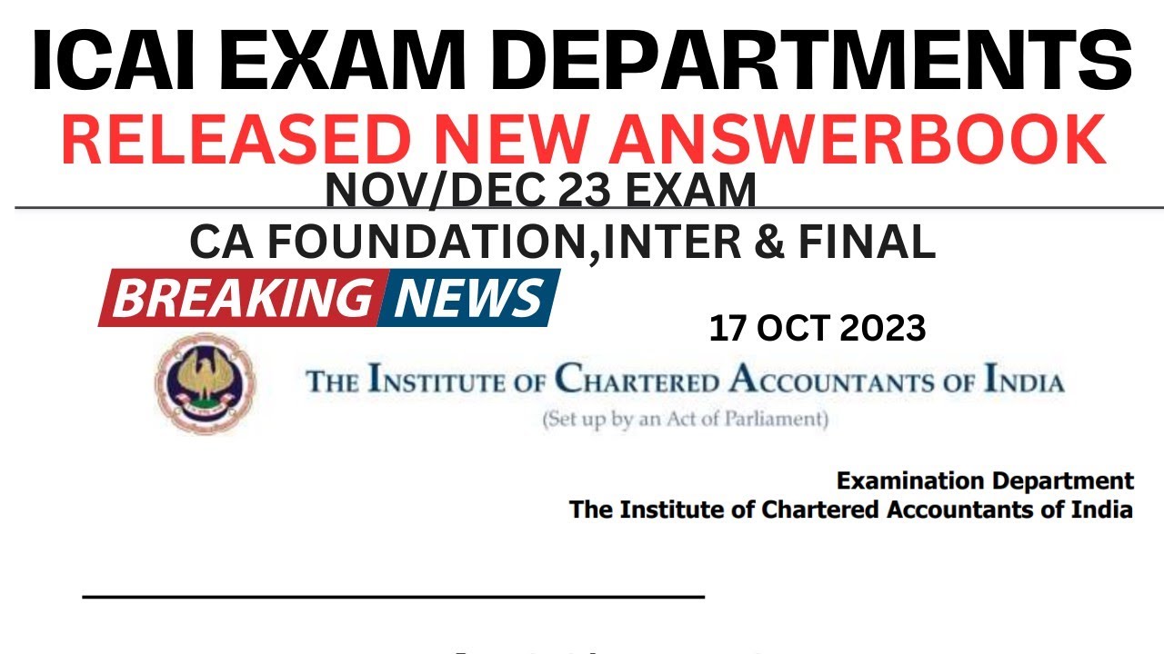 Breaking News | ICAI Exam Department Released New Answer Book CA ...