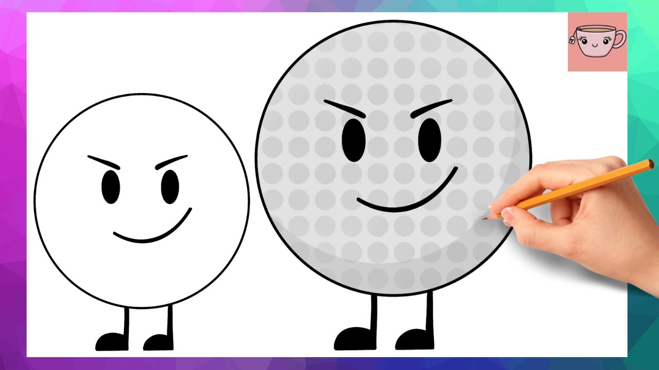 How To Draw Golf Ball from Battle for Dream Island | BFB BFDI | Easy ...