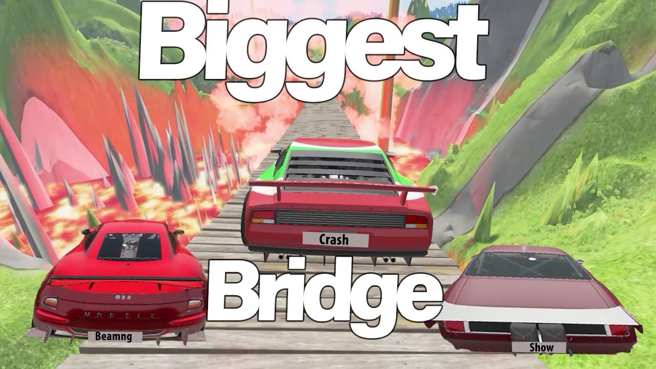 Car vs Biggest Bridge above Lava Crater - Best Map – BeamNG Drive - YouTube