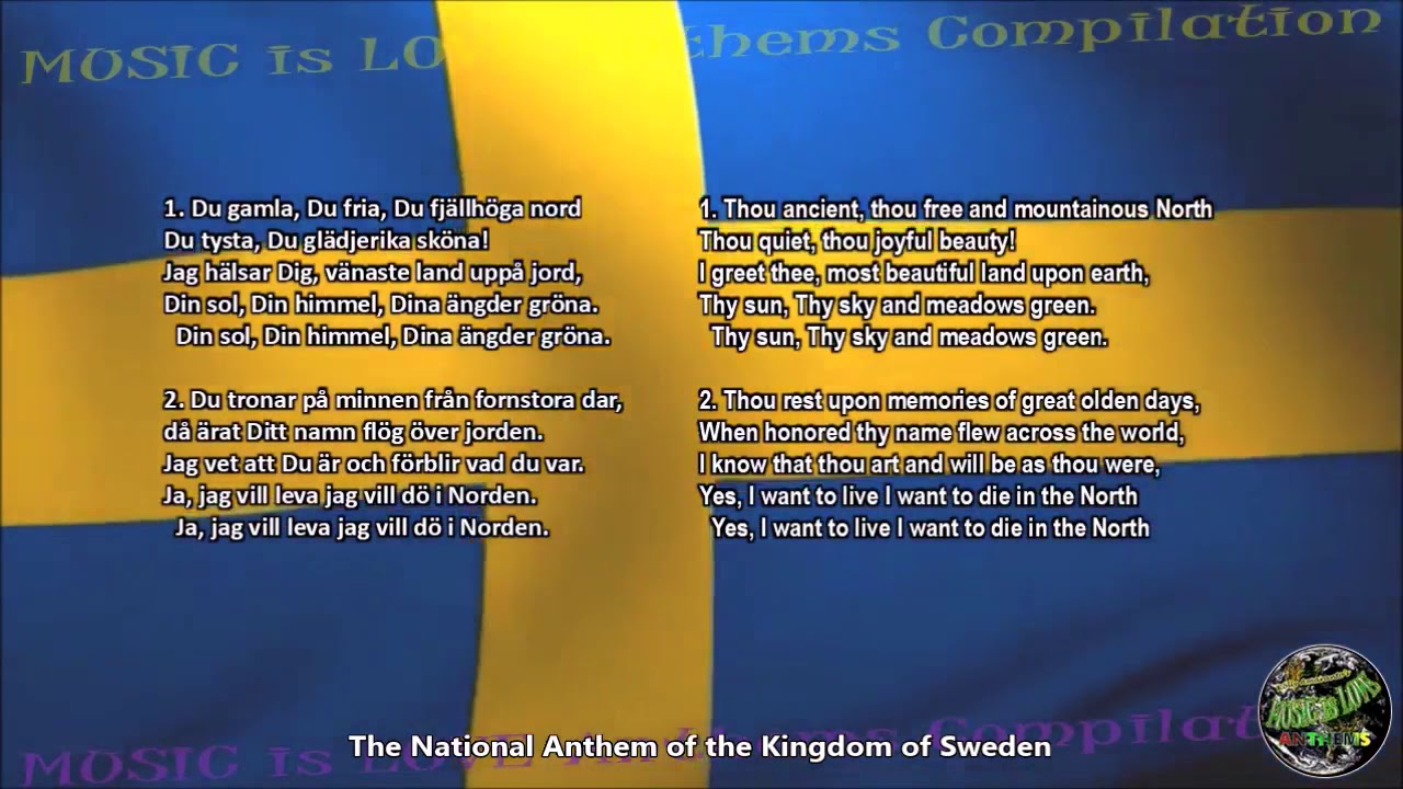 Sweden National Anthem With Music || Vocal and Lyrics || With English ...