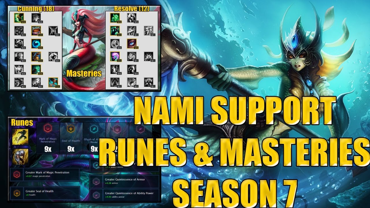 Nami Support Runes and Masteries 7.4 Season 7 League of legends - YouTube