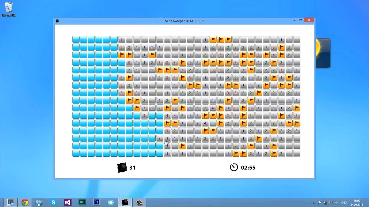 Minesweeper 0.2.1.1 (BETA) C# - YouTube
