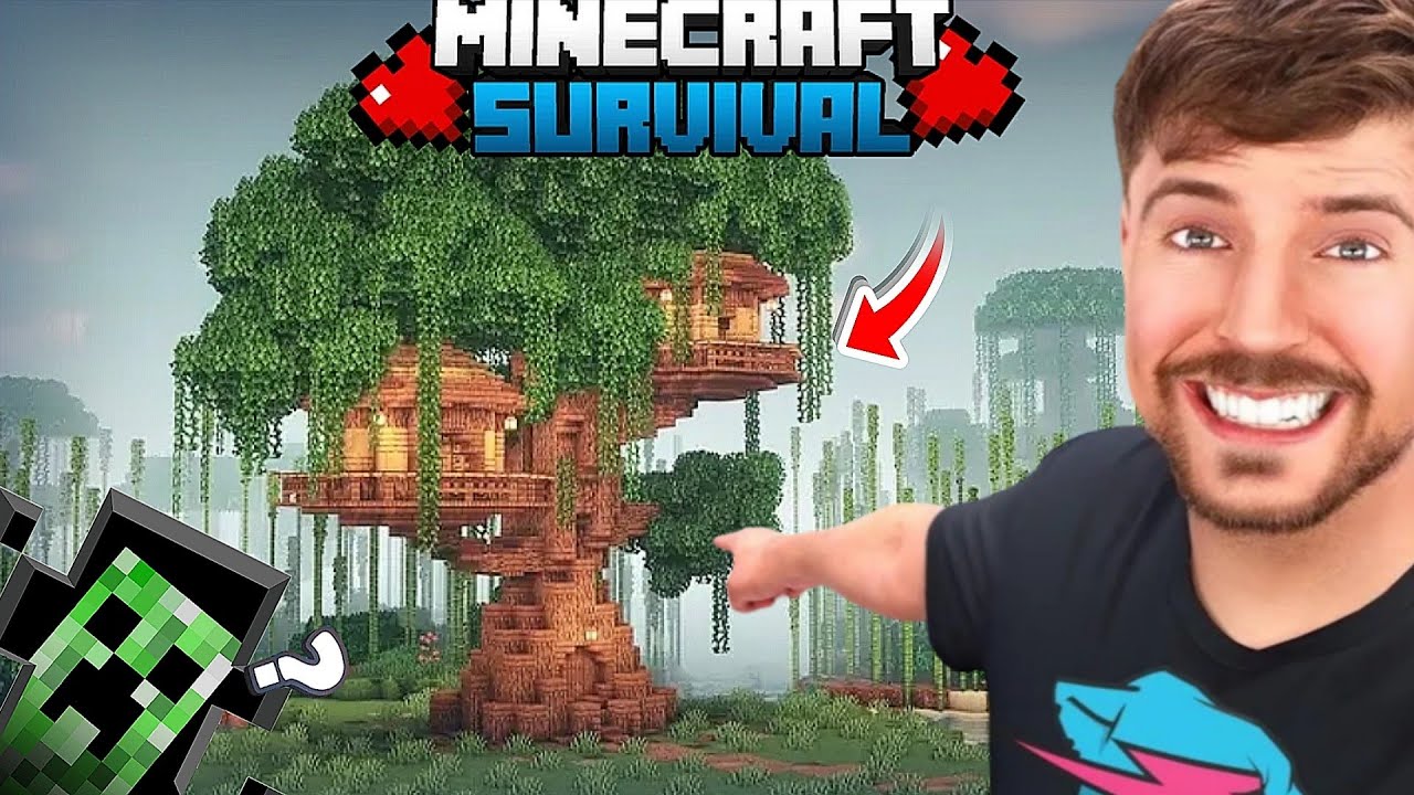 I build 😱tree house base🥶 in minecraft survival series ep 5 - YouTube