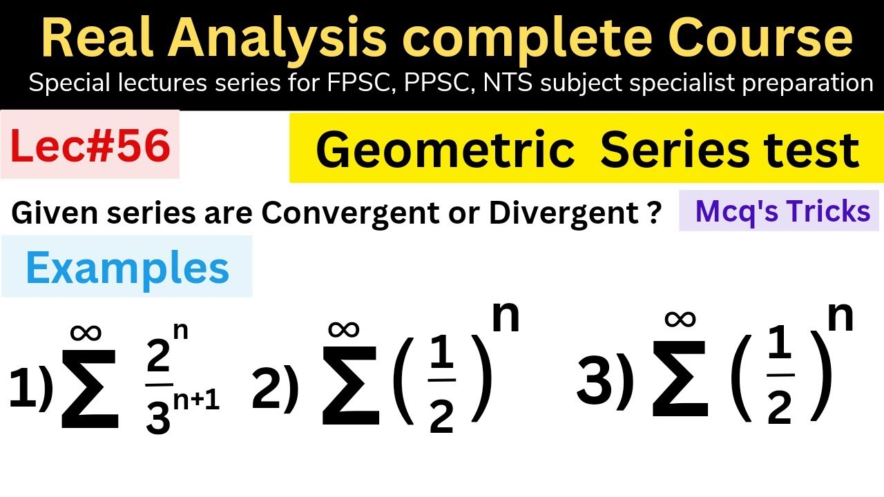 Geometric series converges or diverges test lec#56 #matts #ppsc #fps # ...