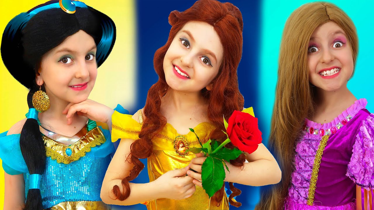 Disney Princesses Costumes & Kids Makeup from Super Elsa , Pretend Play ...