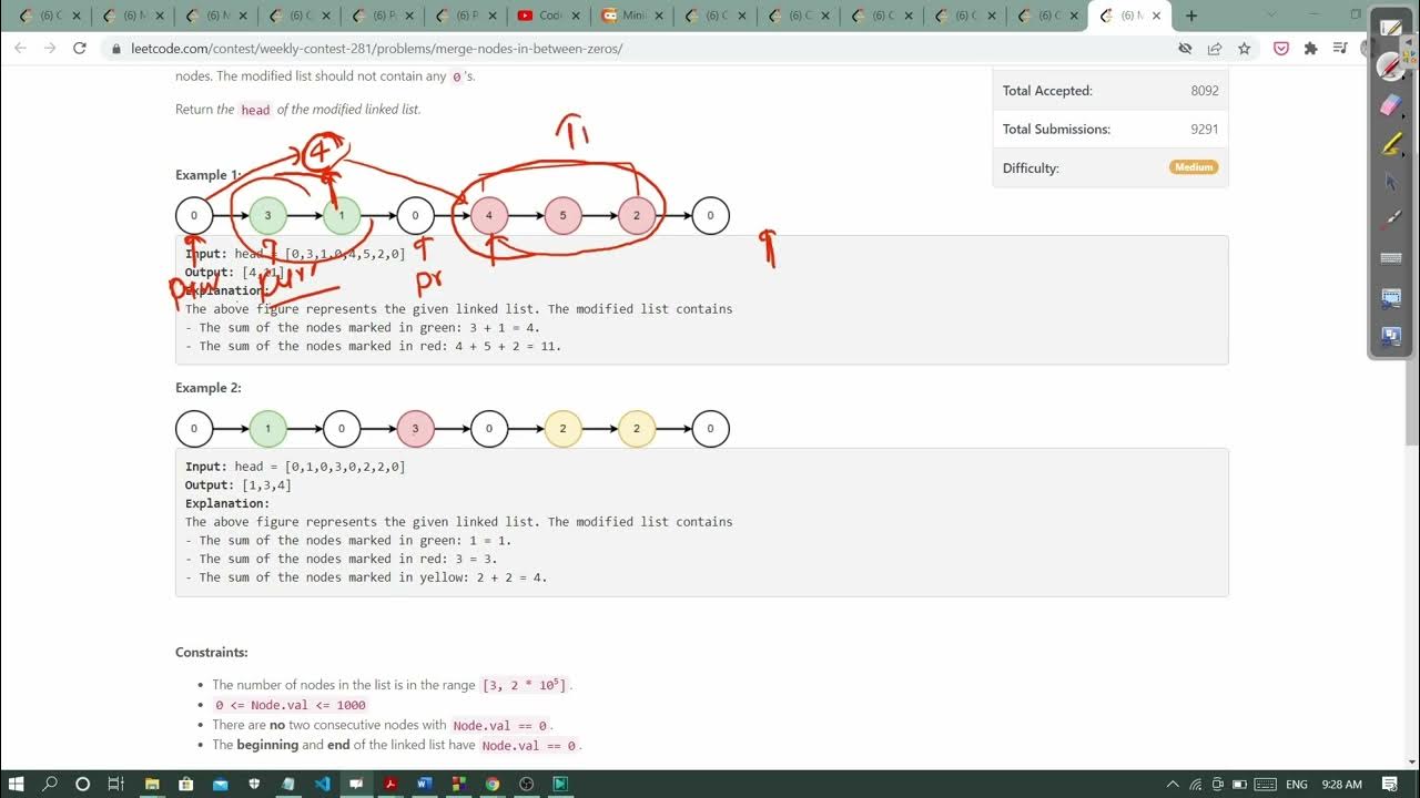 Weekly Contest 281 Merge Nodes In Between Zeros Leetcode Youtube